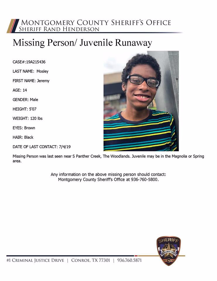 Missing/Runaway: Jeremy Mosley