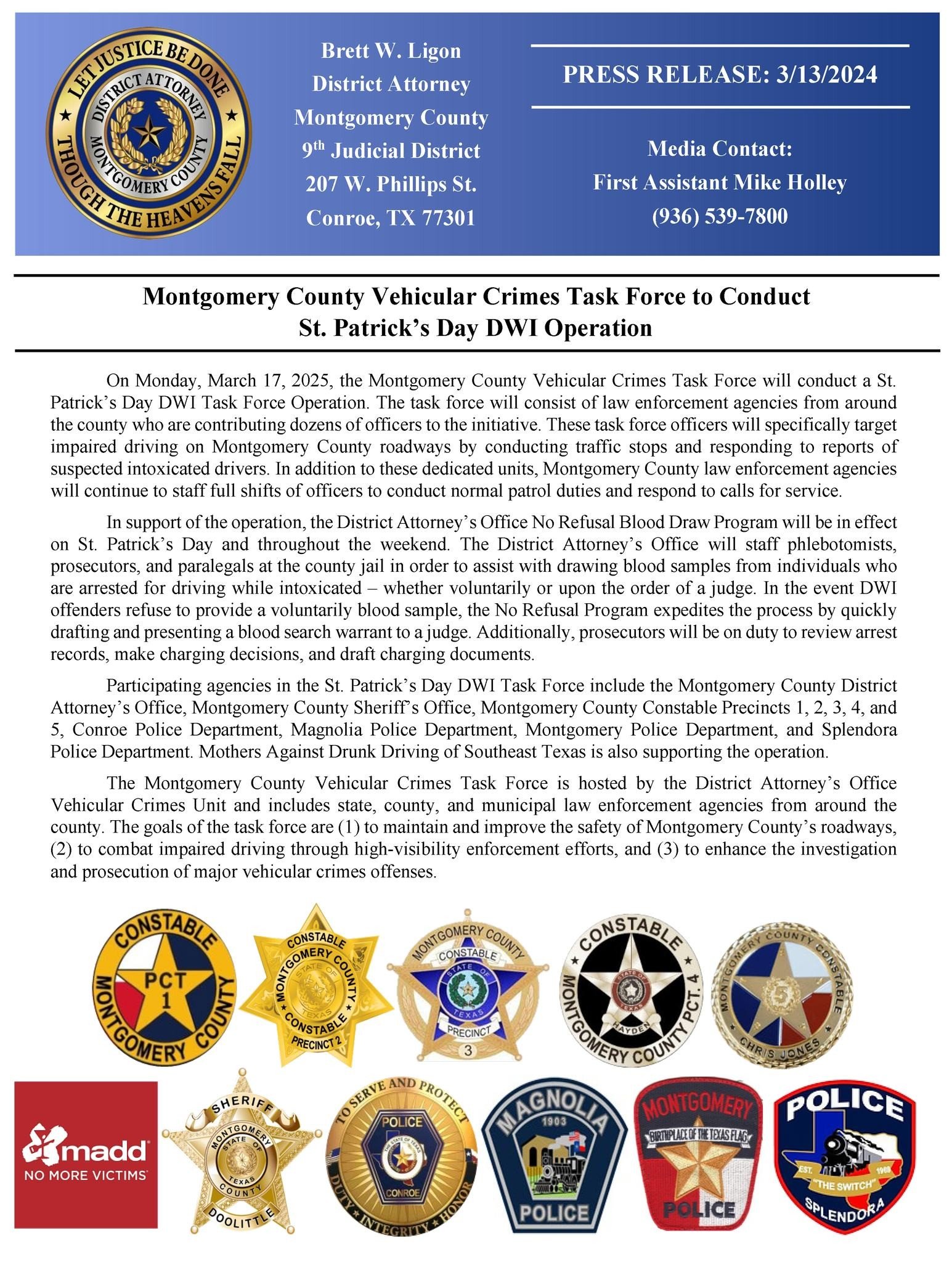 Stay Safe This St. Patrick's Day: DWI Task Force Activated